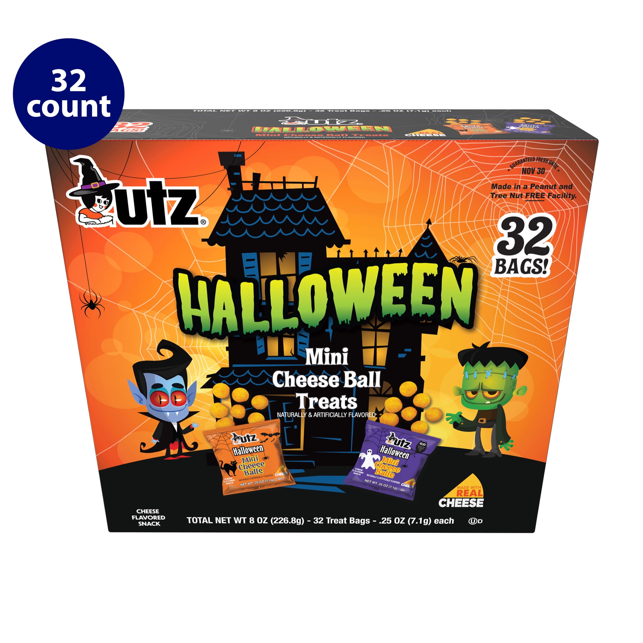 Utz Halloween Mini Cheeseball Treats, 0.25 oz, 32 Count - Walmart.com