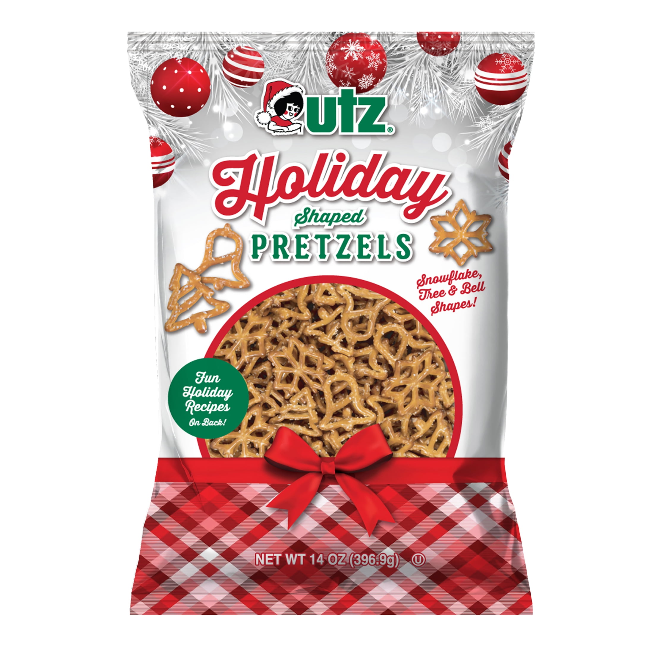 Utz Holiday Shaped Pretzels, 14 oz Bag - Christmas Tree Xmas Salty ...