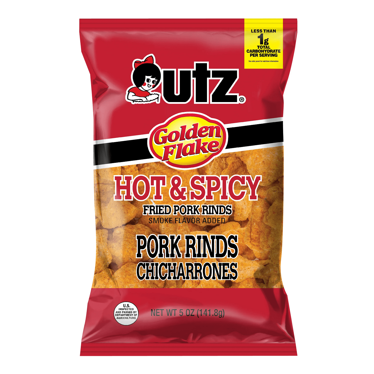 Utz Hot & Spicy Flavored Fried Pork Rinds Chicharrones, 6-Pack 5 oz ...