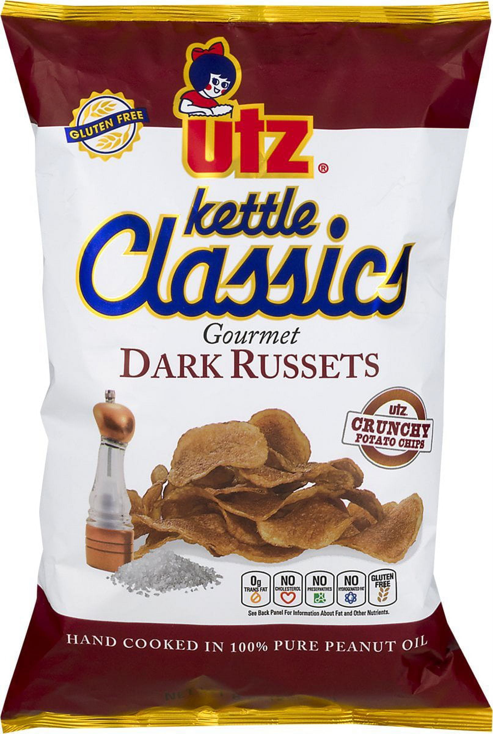 Utz Kettle Classics Gourmet Russet Potato Chips, Dark Crunchy, 8 oz Bag ...