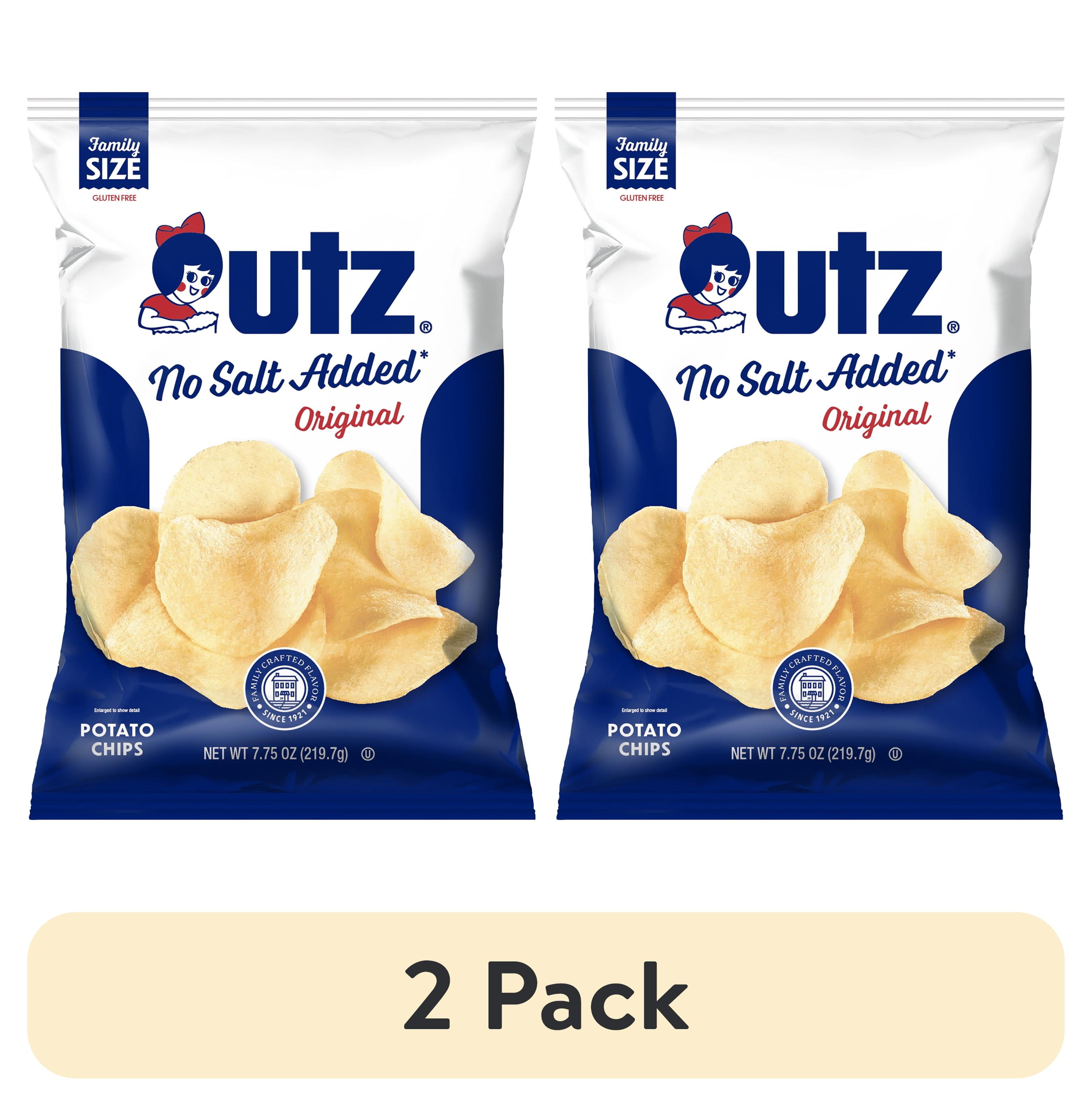 (2 pack) Utz No Salt Added Original Potato Chips, Gluten-Free, Family ...