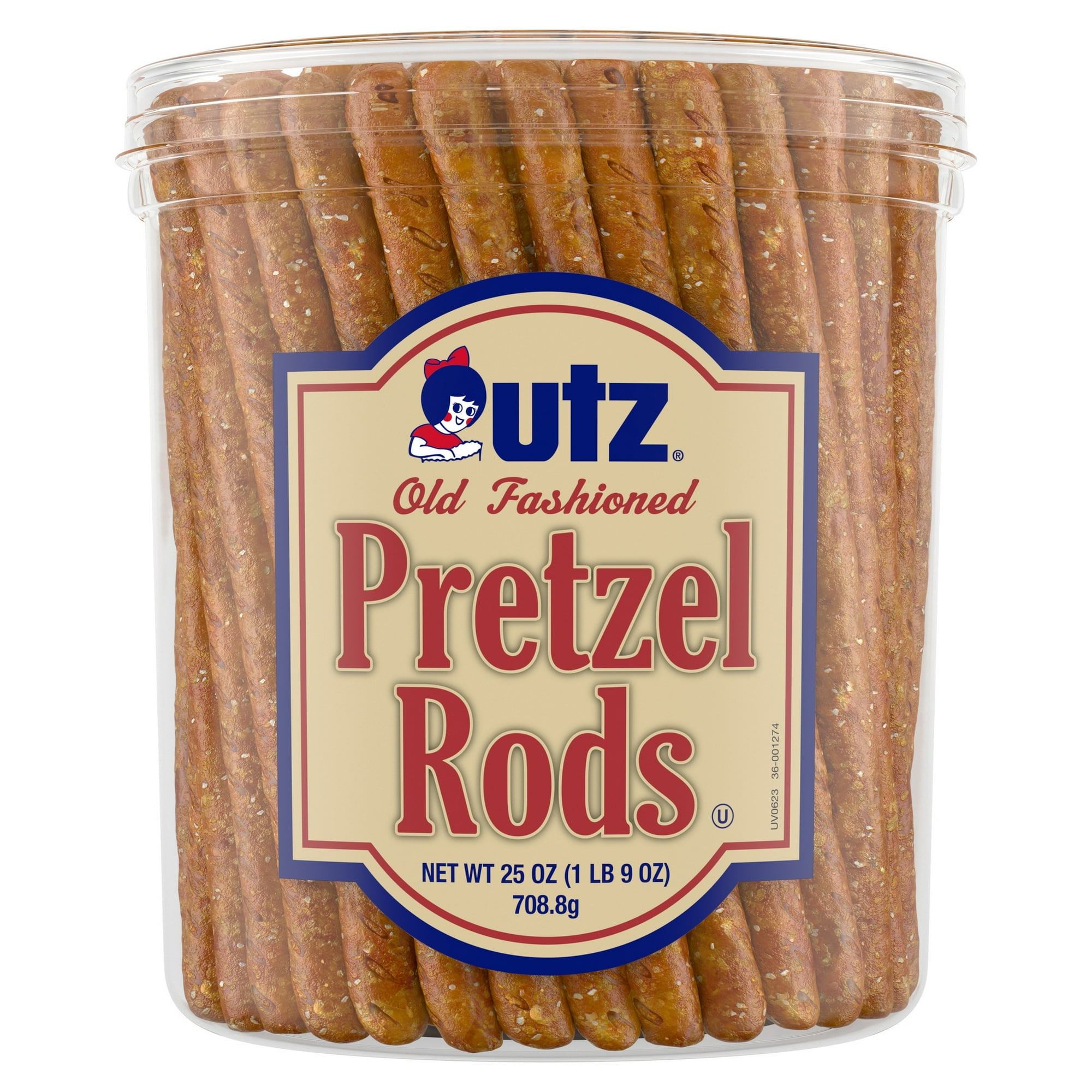 Utz Old Fashioned Pretzel Rods, 25 oz Barrel - 3 Barrels - Walmart.com