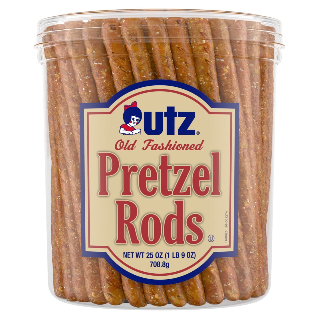 Utz Old Fashioned Pretzel Rods Barrel 25 oz, Crispy Salty Snack ...