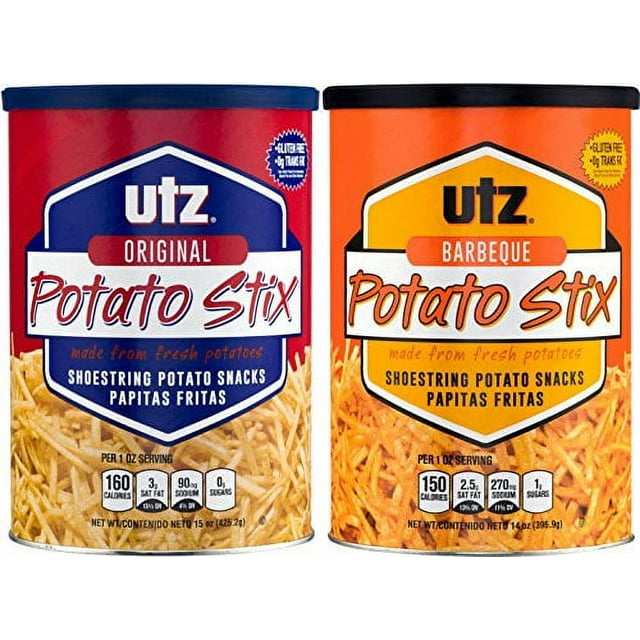 Utz Original & BBQ Shoestring Potato Stix Snacks Variety Pack, 14 oz ...