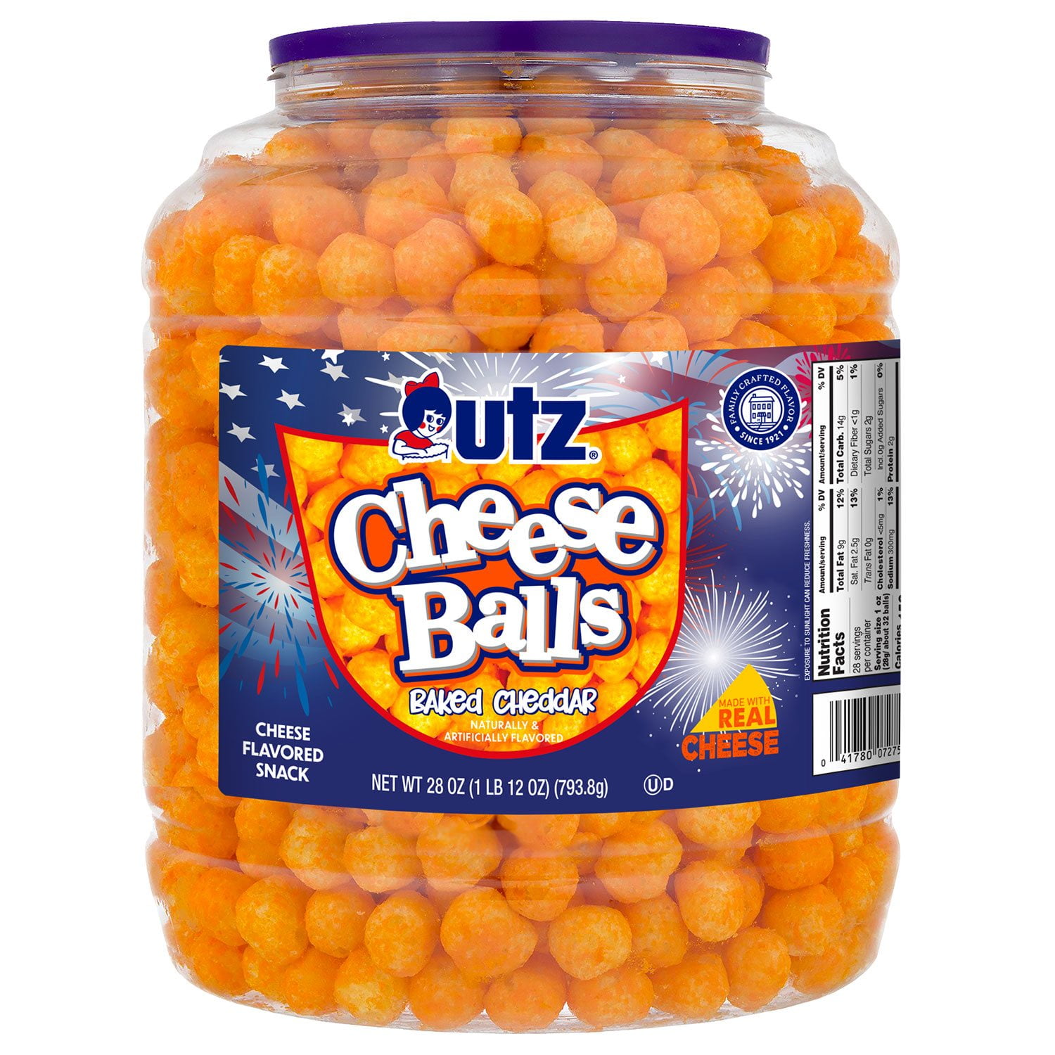 Utz Original Cheese Balls – Light, Fluffy, Cheesy Snack, 28 oz ...