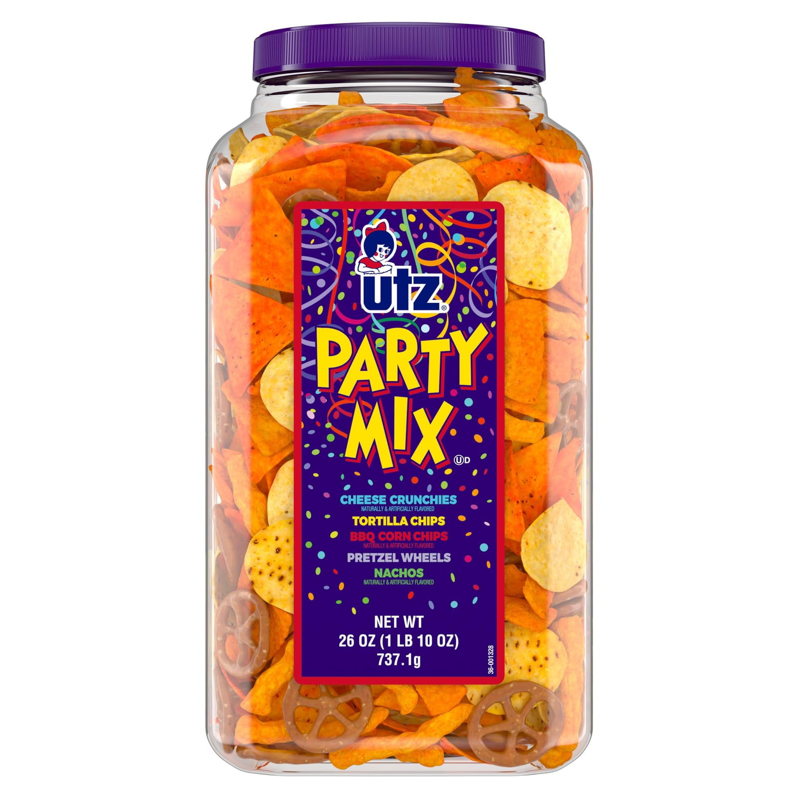 Utz Party Mix TWE5 - 26 Ounce Barrel - Tasty Snack Mix Includes Corn ...