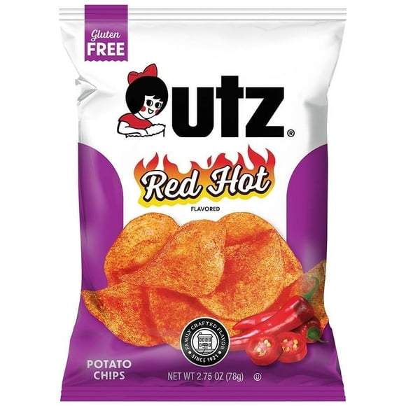 Red Chips Snacks Collection Featuring Hot and Flavored Potato Chips