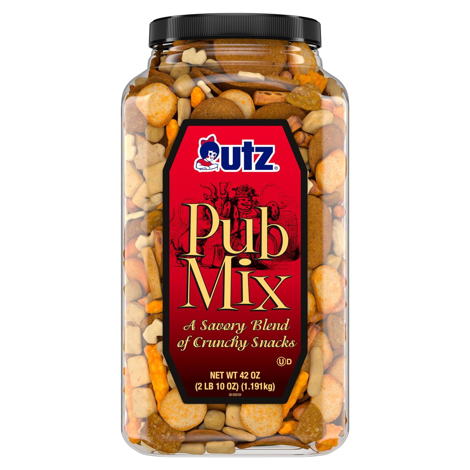 Utz Pub Mix,ITSC 42 Oz. Barrel, Savory Snack Mix with a Blend of ...