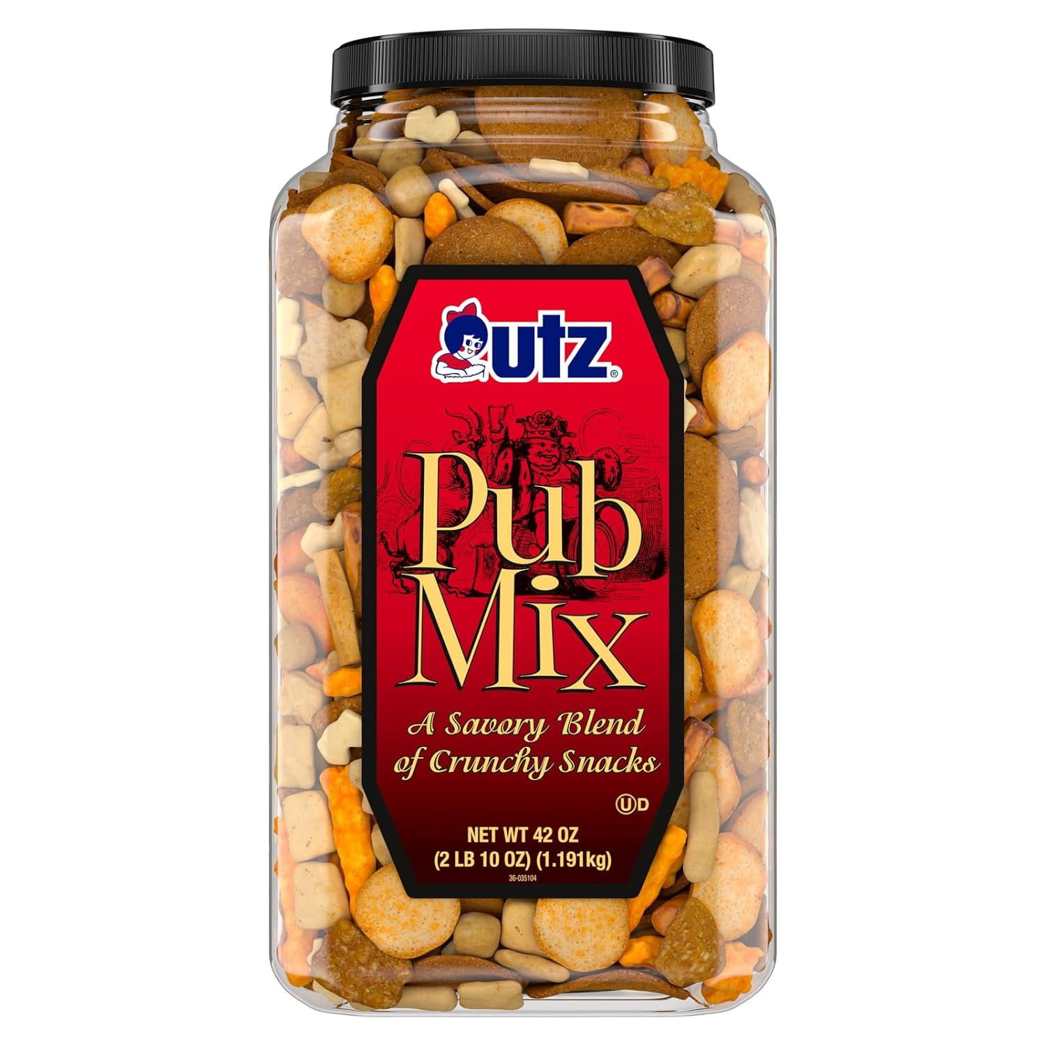 Utz Pub Mix,UMRT 42 Oz. Barrel, Savory Snack Mix with a Blend of ...