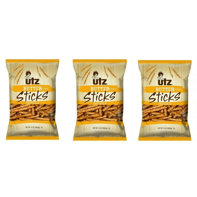 Utz Quality Foods Butter Sticks Pretzels, 3-Pack 14 oz. (396.6g) Bags ...