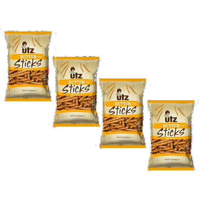 Utz Quality Foods Butter Sticks Pretzels, 4-Pack 14 oz. (396.6g) Bags ...