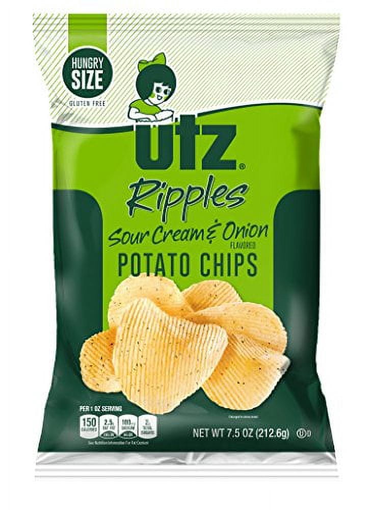 Utz Quality Foods Original Potato Chips 7.5 Ounce Hungry Size Bag (Sour ...