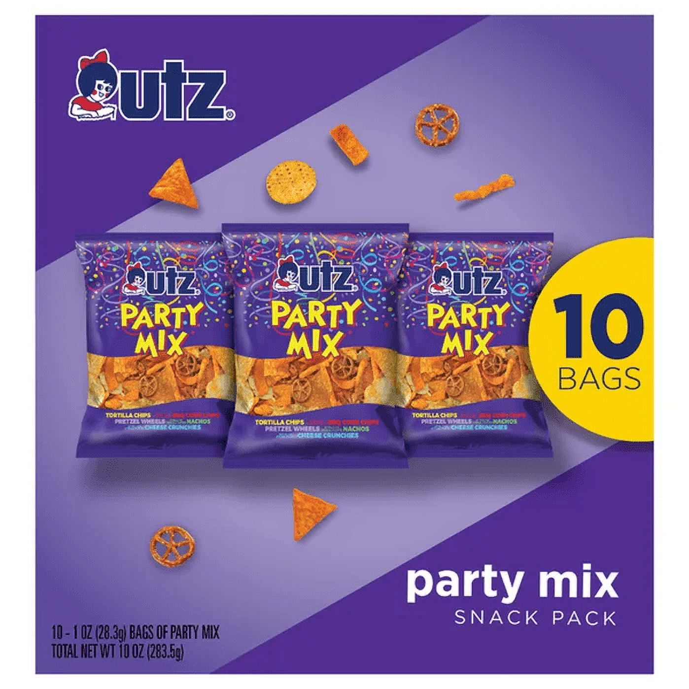 Utz Quality Foods Party Mix Snack Pack, 10 Count Single Serve 1 oz ...