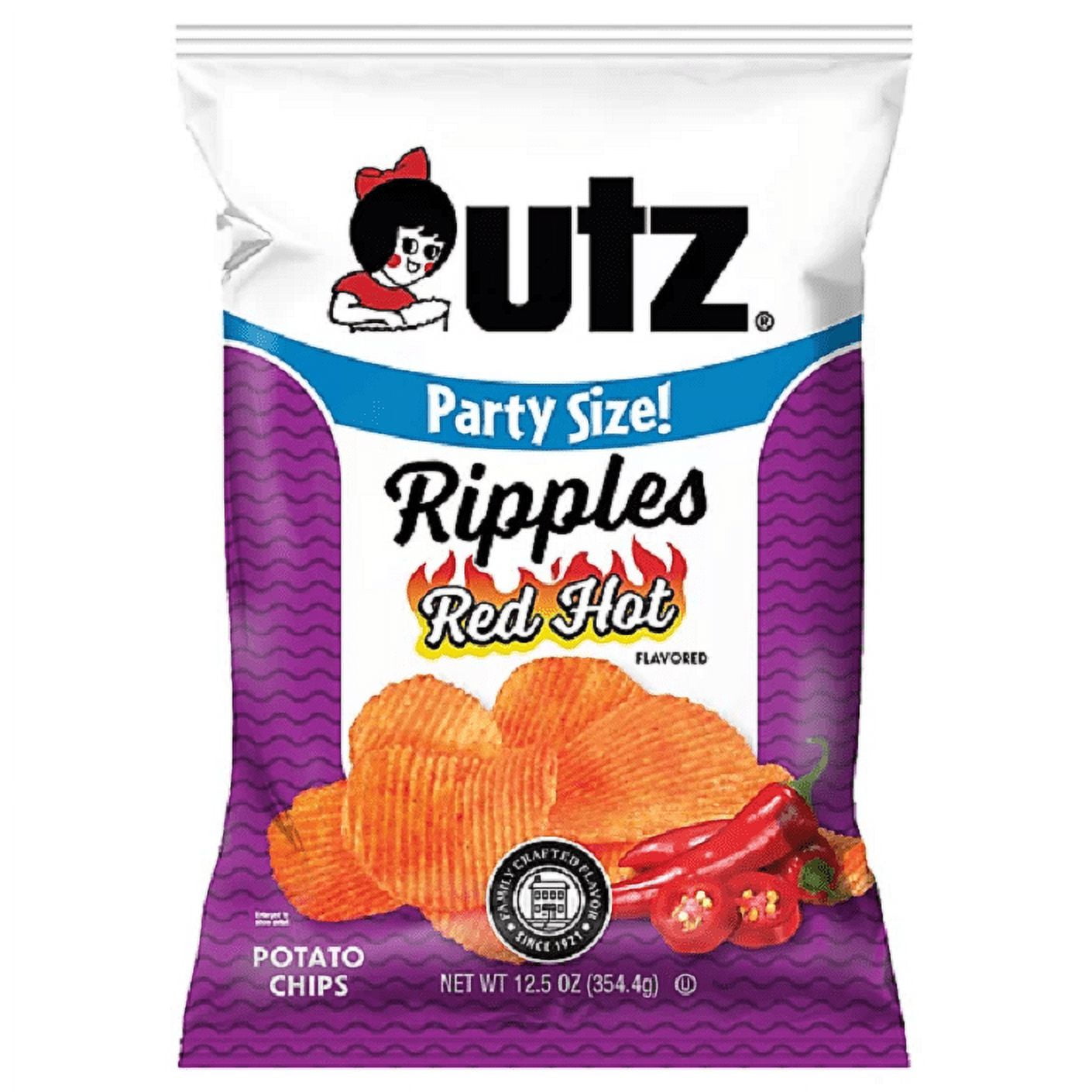 Utz Quality Foods Red Hot Ripples Potato Chips, 3-Pack Party Size Bags ...