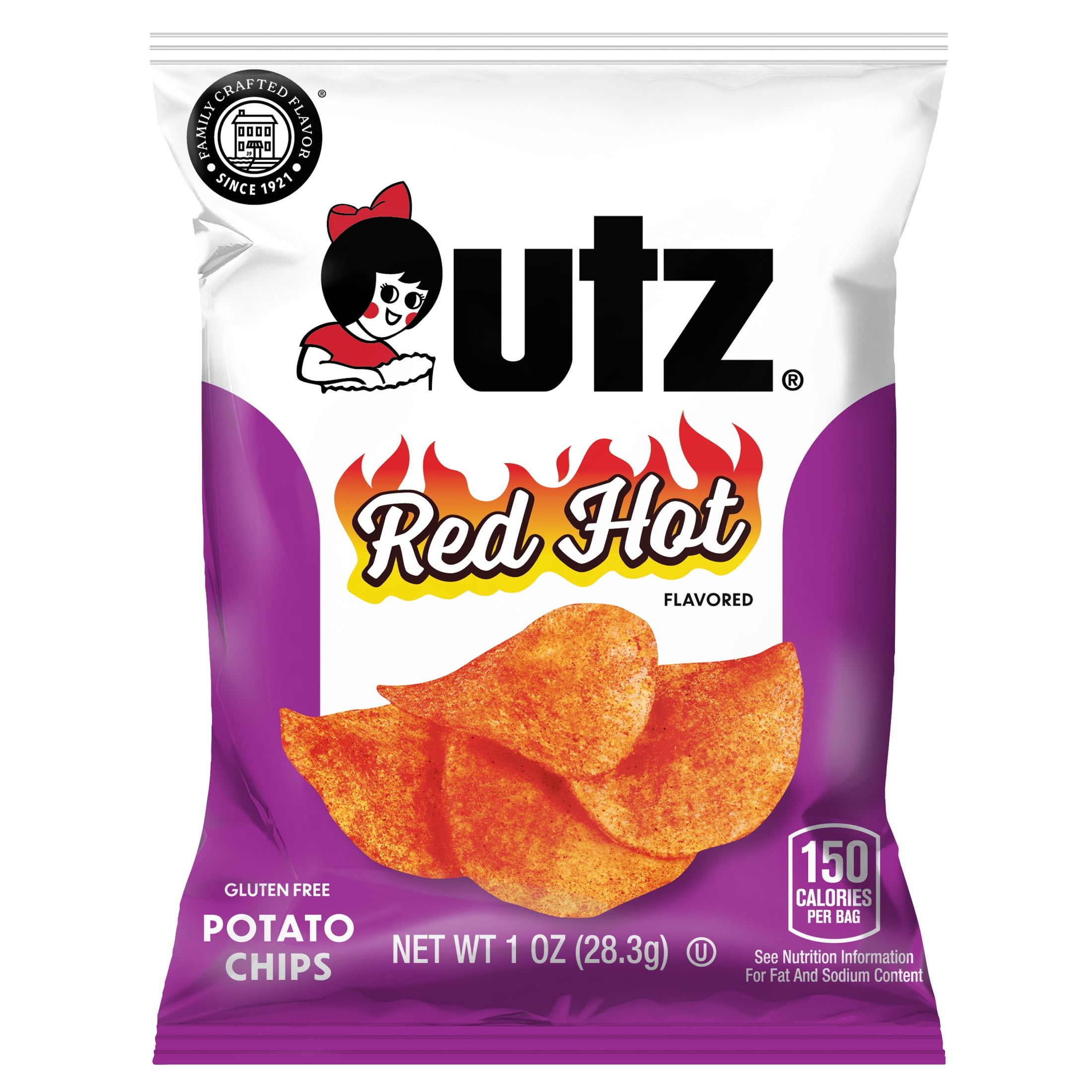 Utz Red Hot Potato Chips, Gluten-Free, 1 oz Bag - Walmart.com