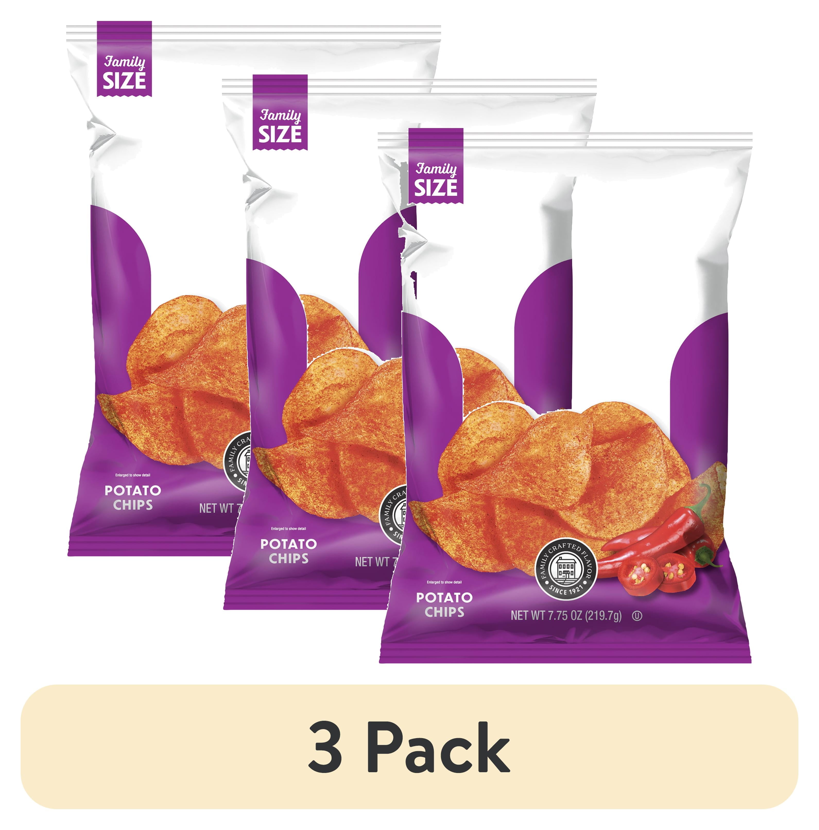 (3 pack) Utz Red Hot Potato Chips, Gluten-Free, Family Size, 7.75 oz ...