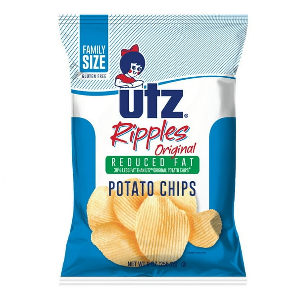 Utz Reduced Fat Ripples Original Potato Chips 9 oz - Walmart Business ...
