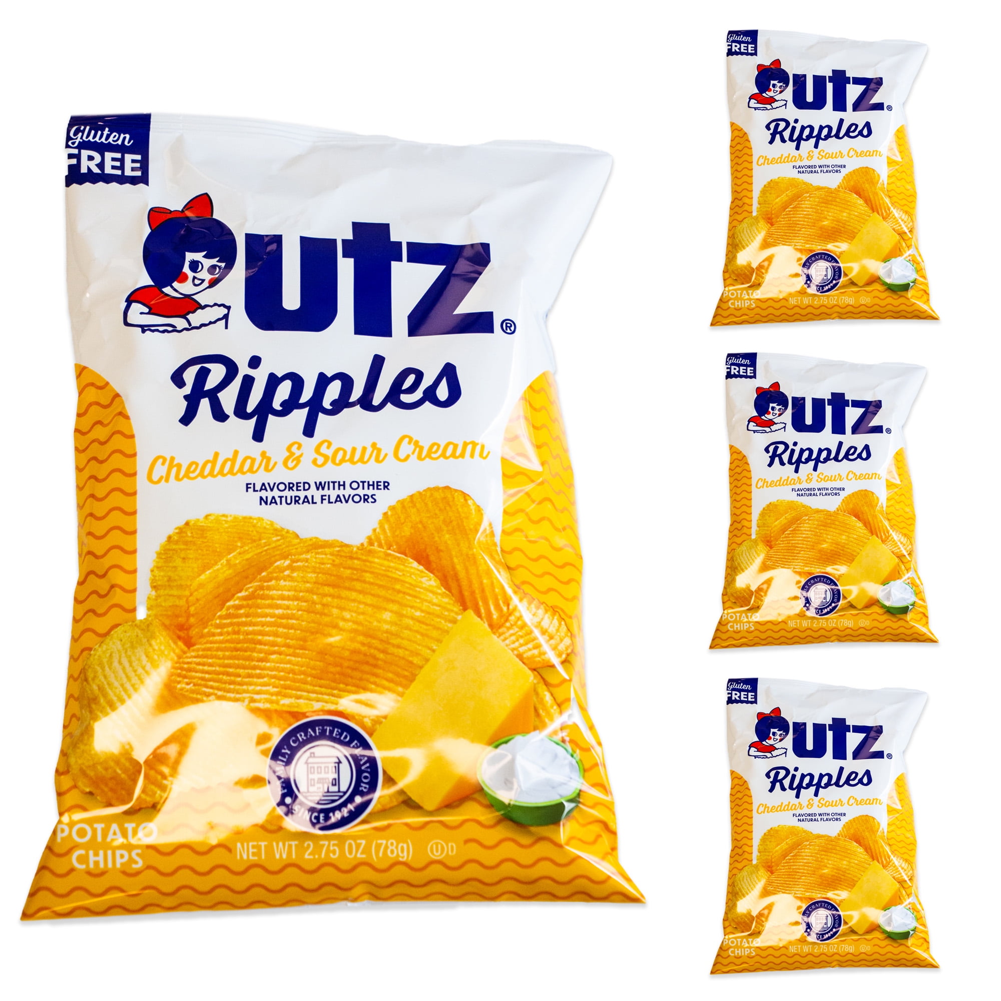 Utz Ripples Cheddar and Sour Cream Potato Chips - Cheesy Sour Cream ...
