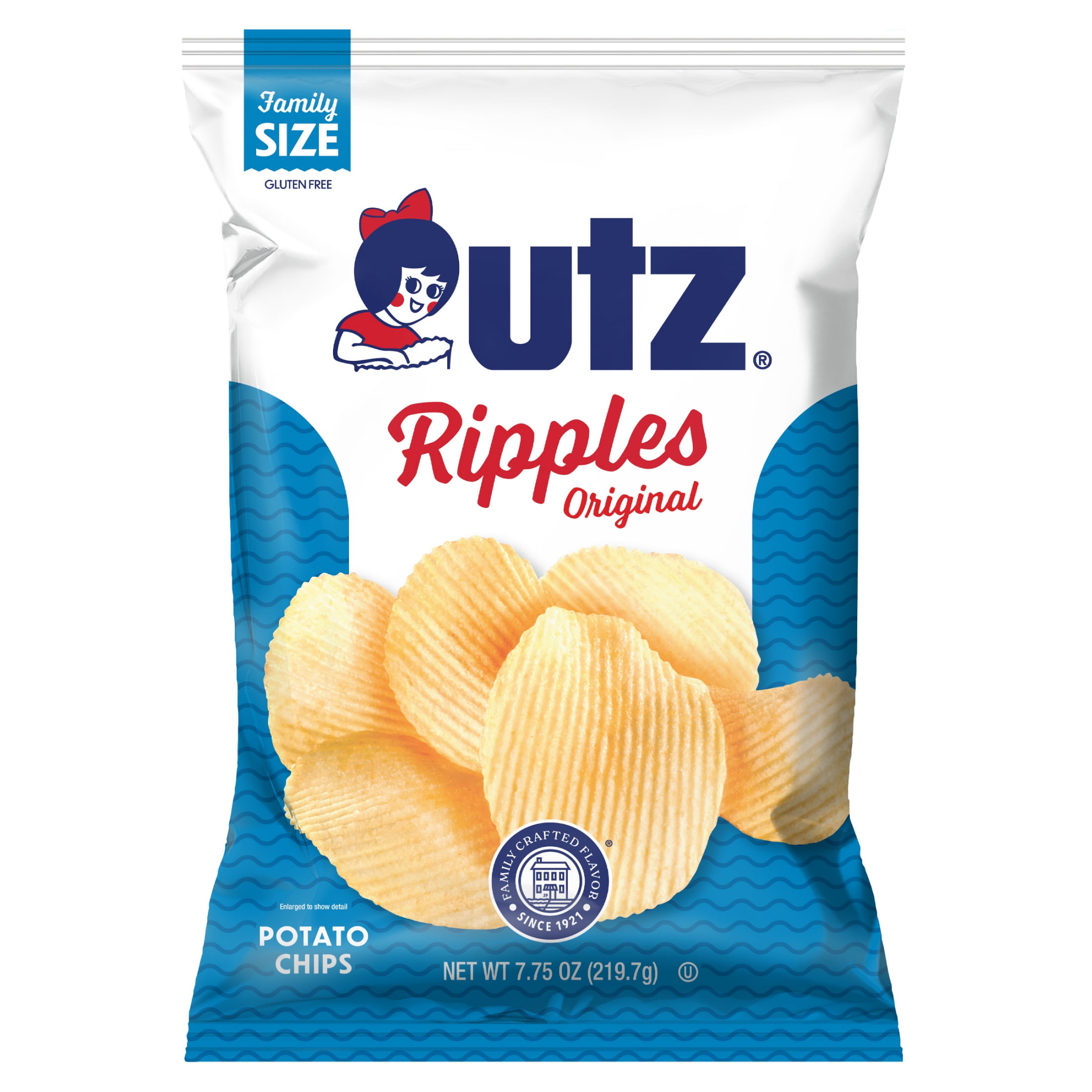 Utz Ripples Original Salted Potato Chips, Gluten-Free, Family Size, 7. ...