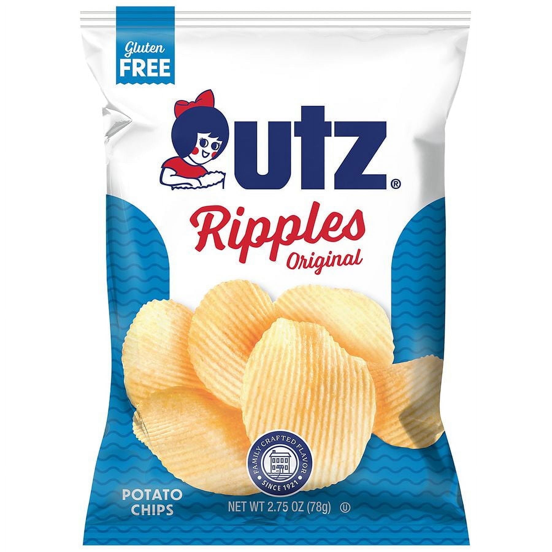 Utz Ripples Potato Chips Original 2.75 oz Pack of 2 - Walmart.com