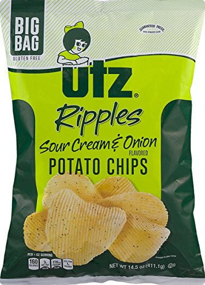 Utz Ripples Sour Cream & Onion Potato Chips in a 14.5 oz. Big Bag (3 ...