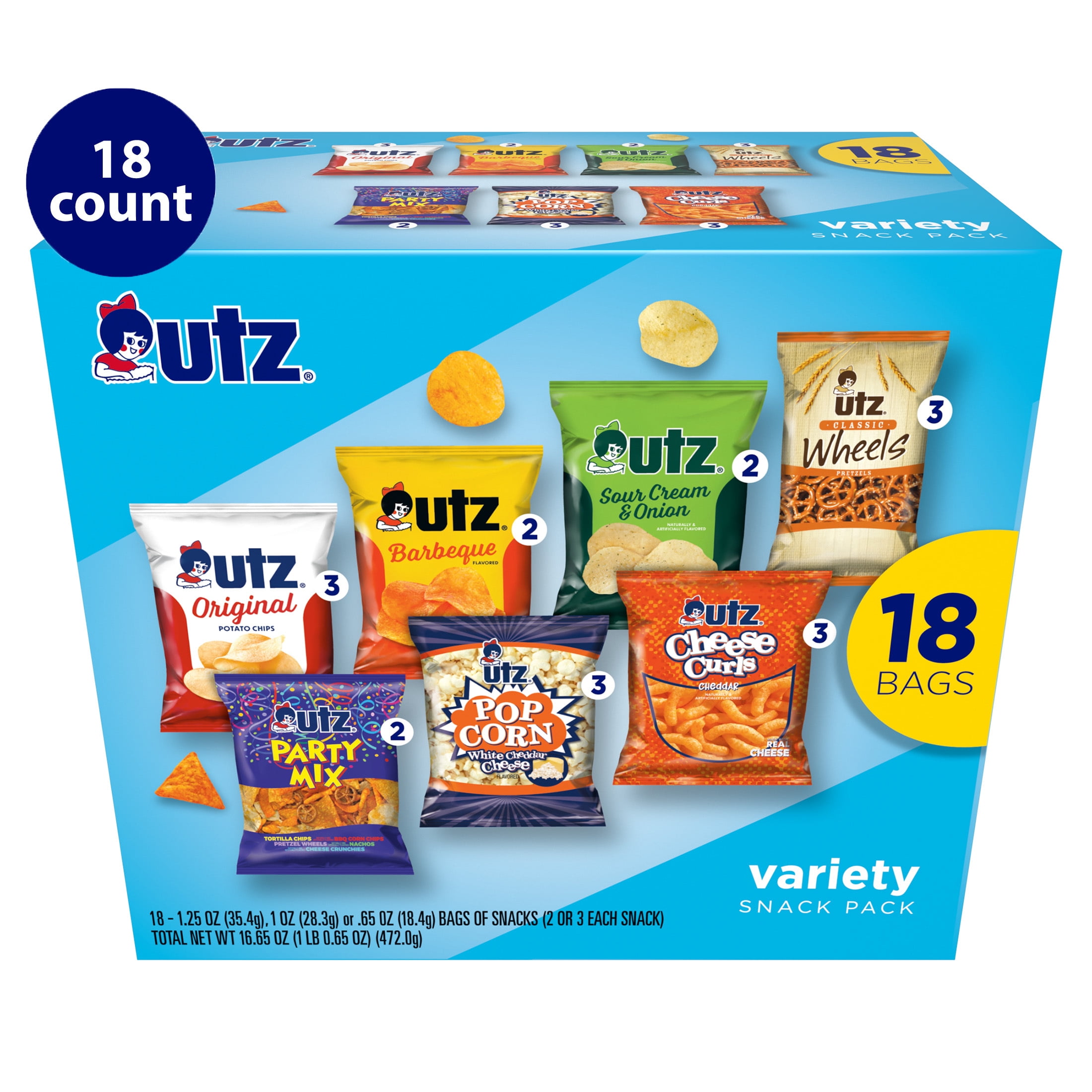 Utz Snack Pack, Variety Pack, 1 oz, 18 Count - Walmart.com