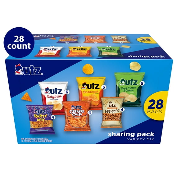 Utz Variety Snack Pack, Party Mix Box, Individual Packages, 1 oz, 28 ...