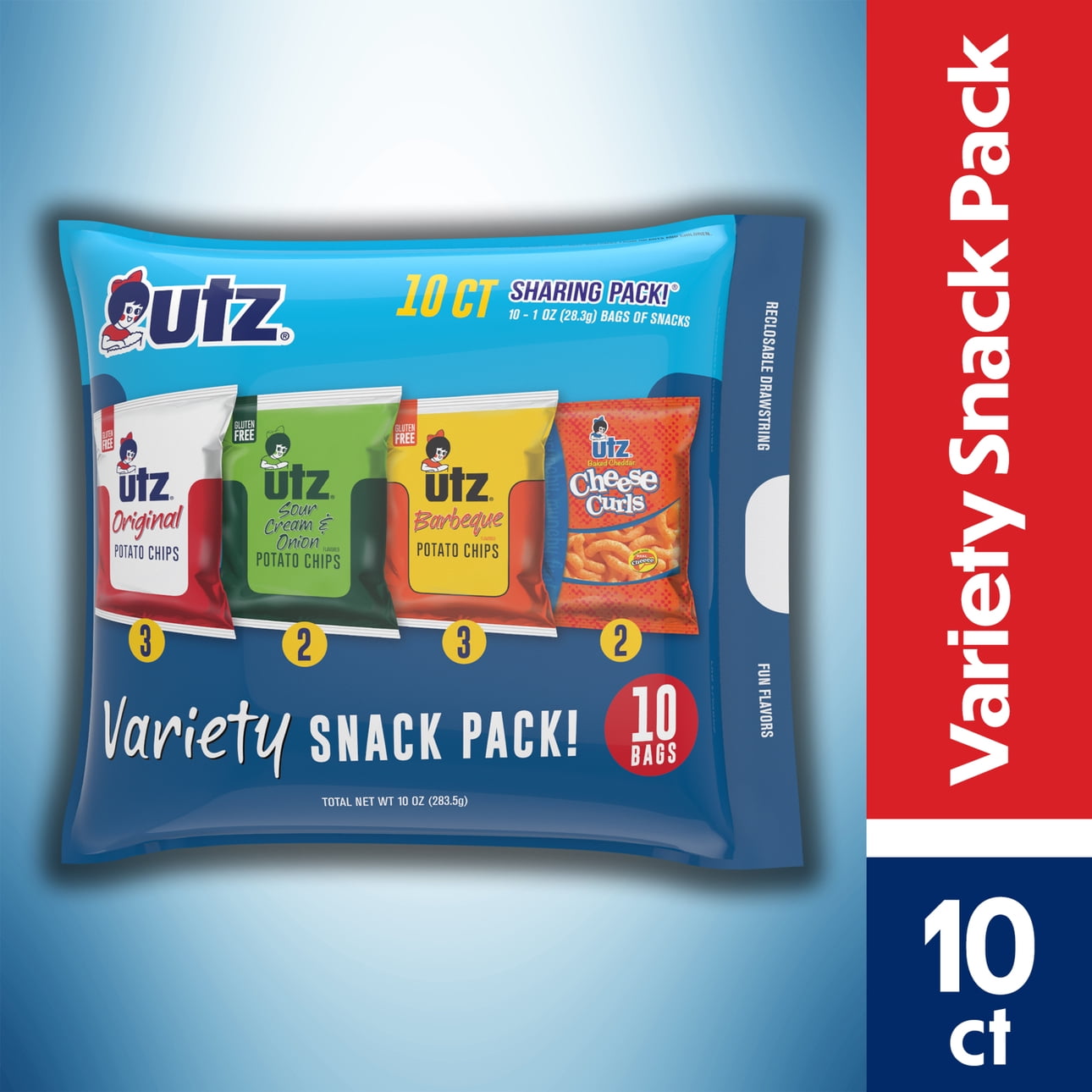 Utz Snack Pack, Variety Pack, Potato Chips, 1 oz, 10 Count - Walmart.com