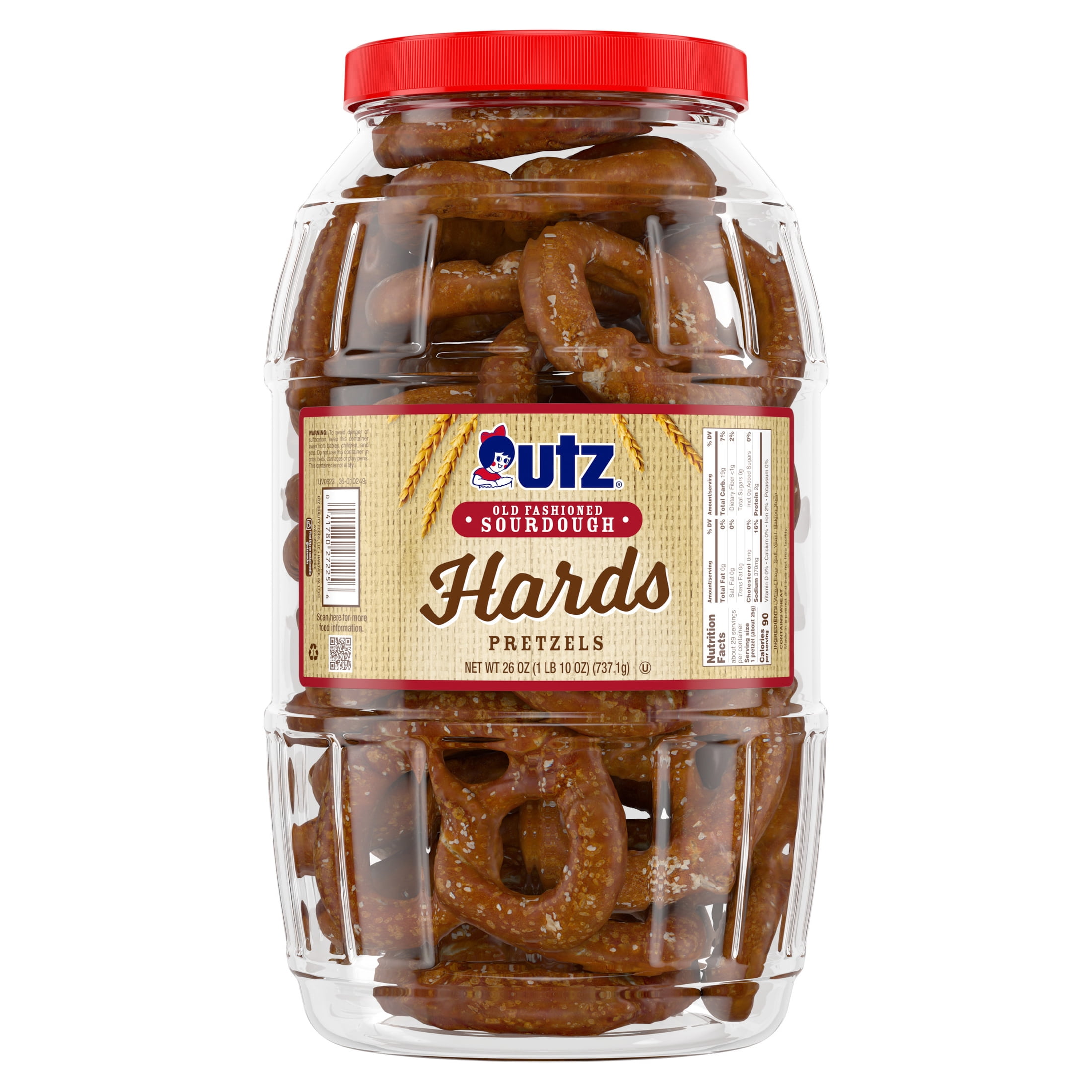 Utz Sourdough Hards Old Fashioned Pretzels, 26 oz Barrel - Walmart.com