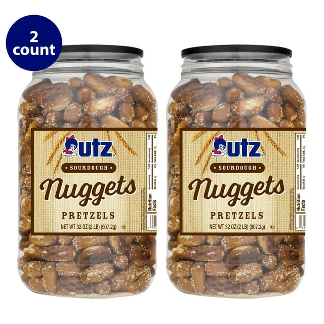 Utz Sourdough Pretzel Nuggets, 32 oz. Barrel (2 Count) - Walmart.com