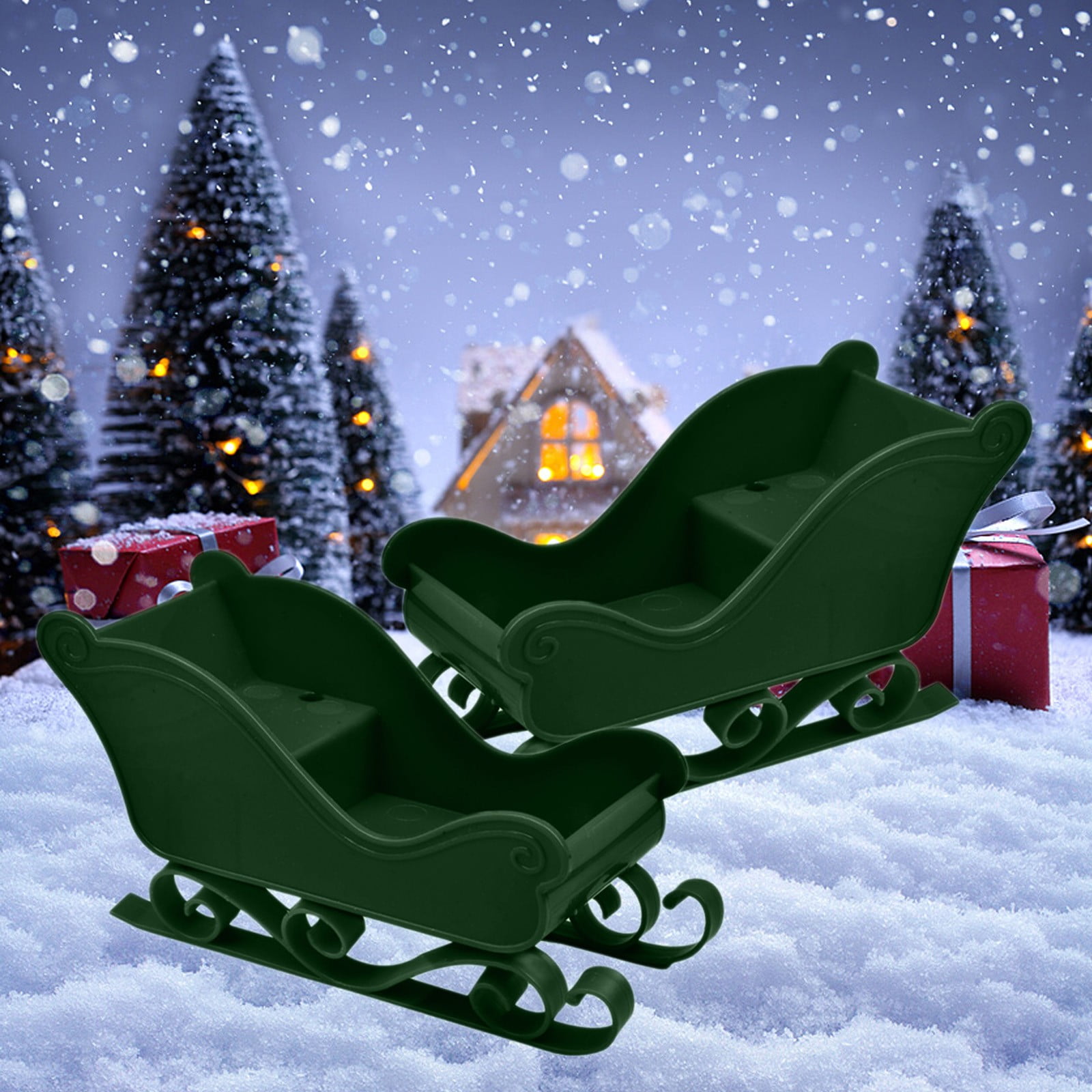 Uuiauoio 2pcs Christmas Sleigh Miniature Plastic Sleighs Model Mini ...