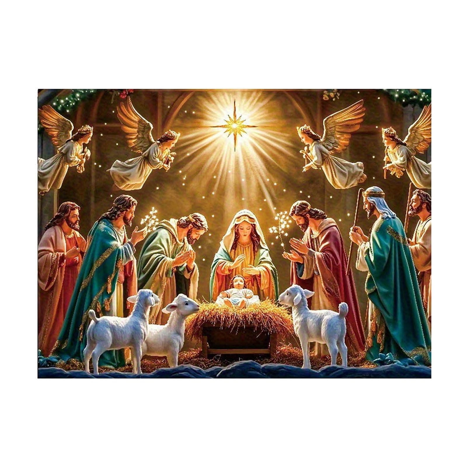 Uuiauoio Christmas Nativity Scene Banner with Starry Canopy for Church ...