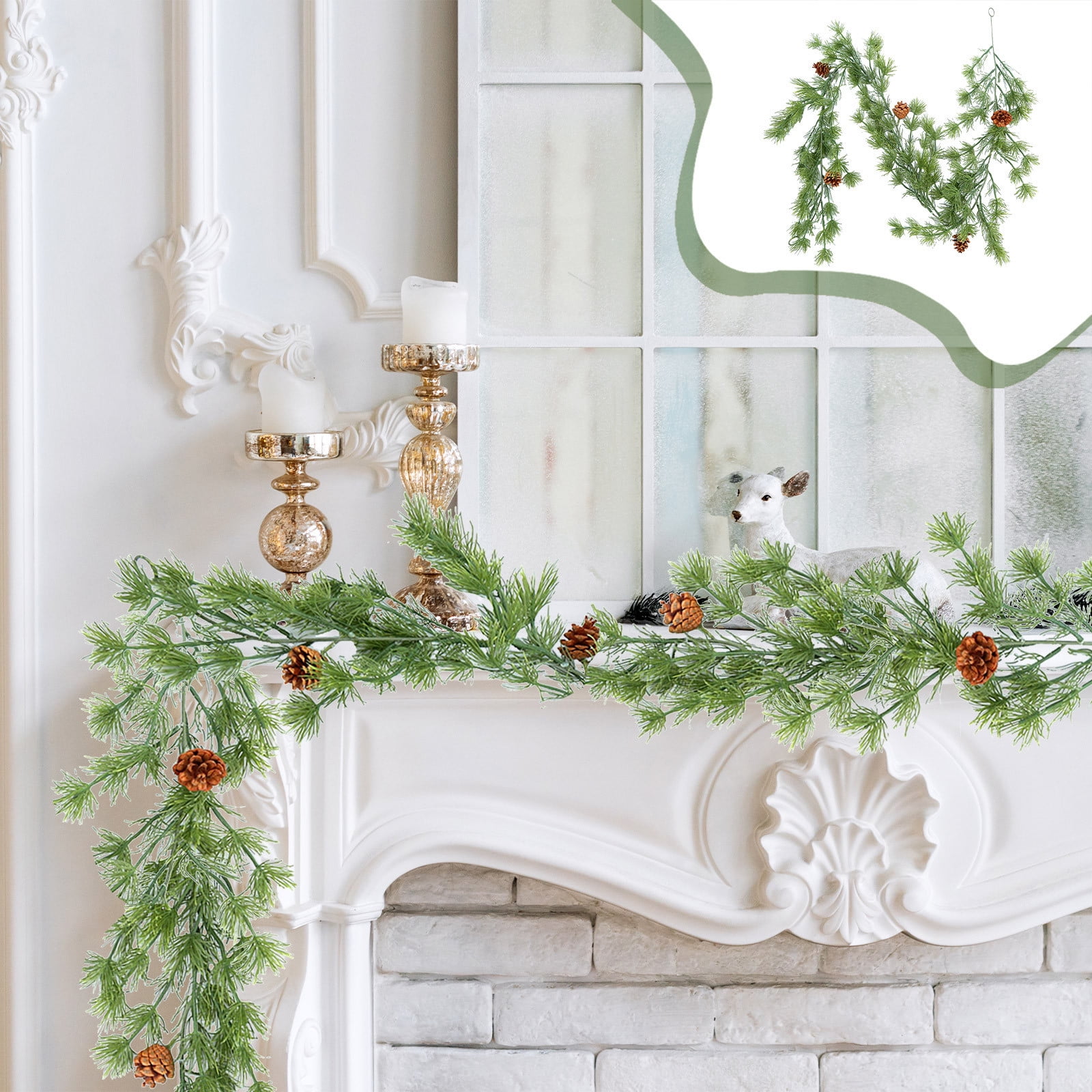 Uuiauoio Christmas Pine Needle Garland,Artificial Greenery for Holiday ...