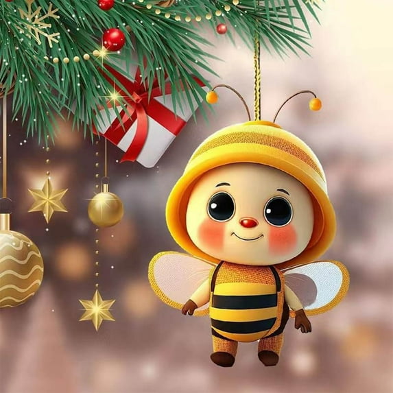 Uuiauoio Cute Cartoon Bee Hanging Ornaments for Christmas Tree Acrylic ...