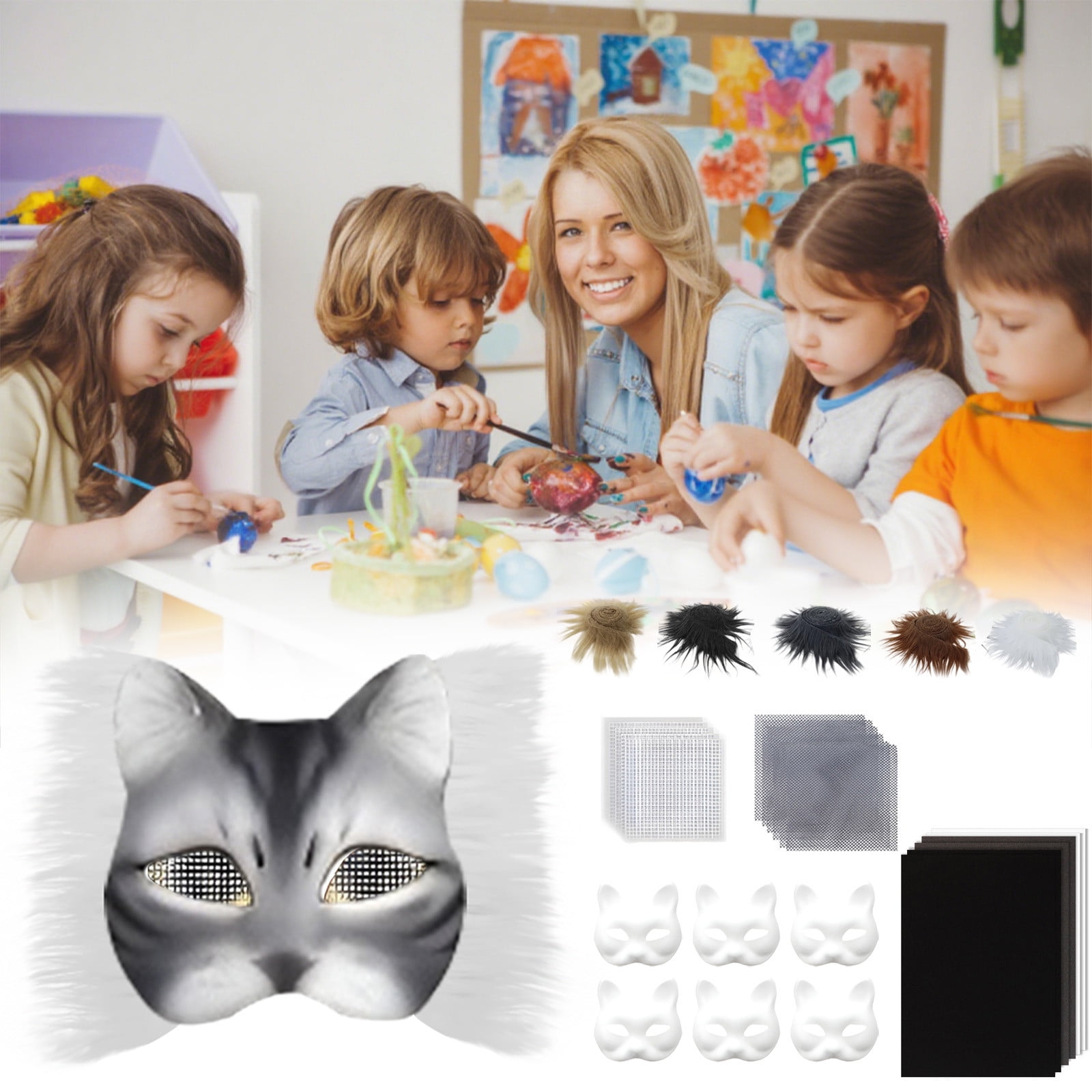 Uuiauoio DIY Cat Mask Craft Kit, Customizable Feline Face Mask with ...