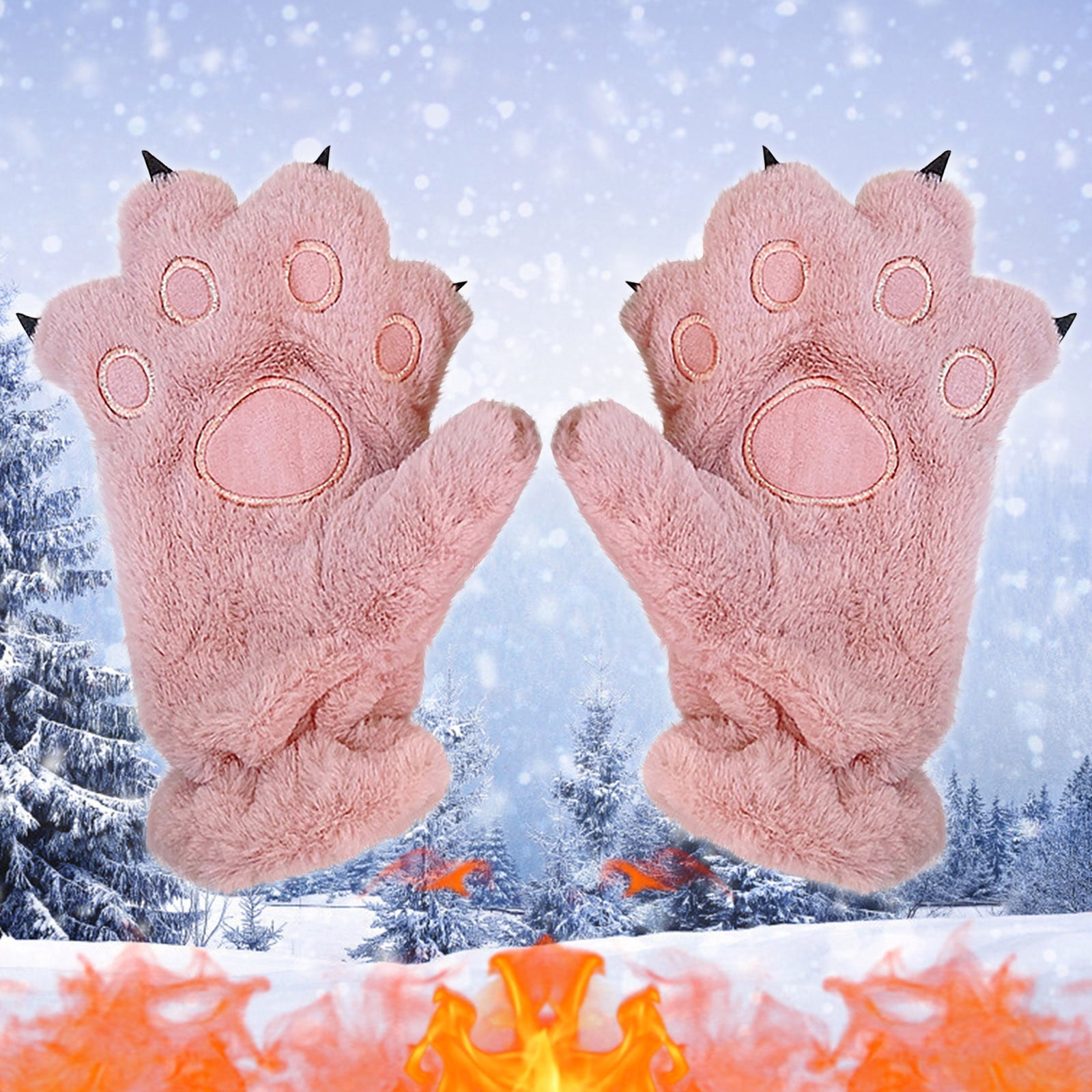 Uuiauoio Furry Faux Fur Paws Gloves Animal Paw Fursuit Mittens ...