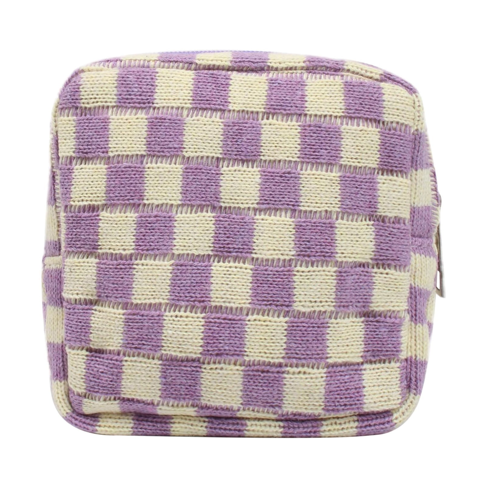 Uuiauoio Knit Coin Purse Checkerboard Portable Large Capacity Storage ...