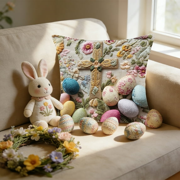Uuiauoio Spring Easter Bunny Throw Pillow Covers 18x18 Rabbit ...