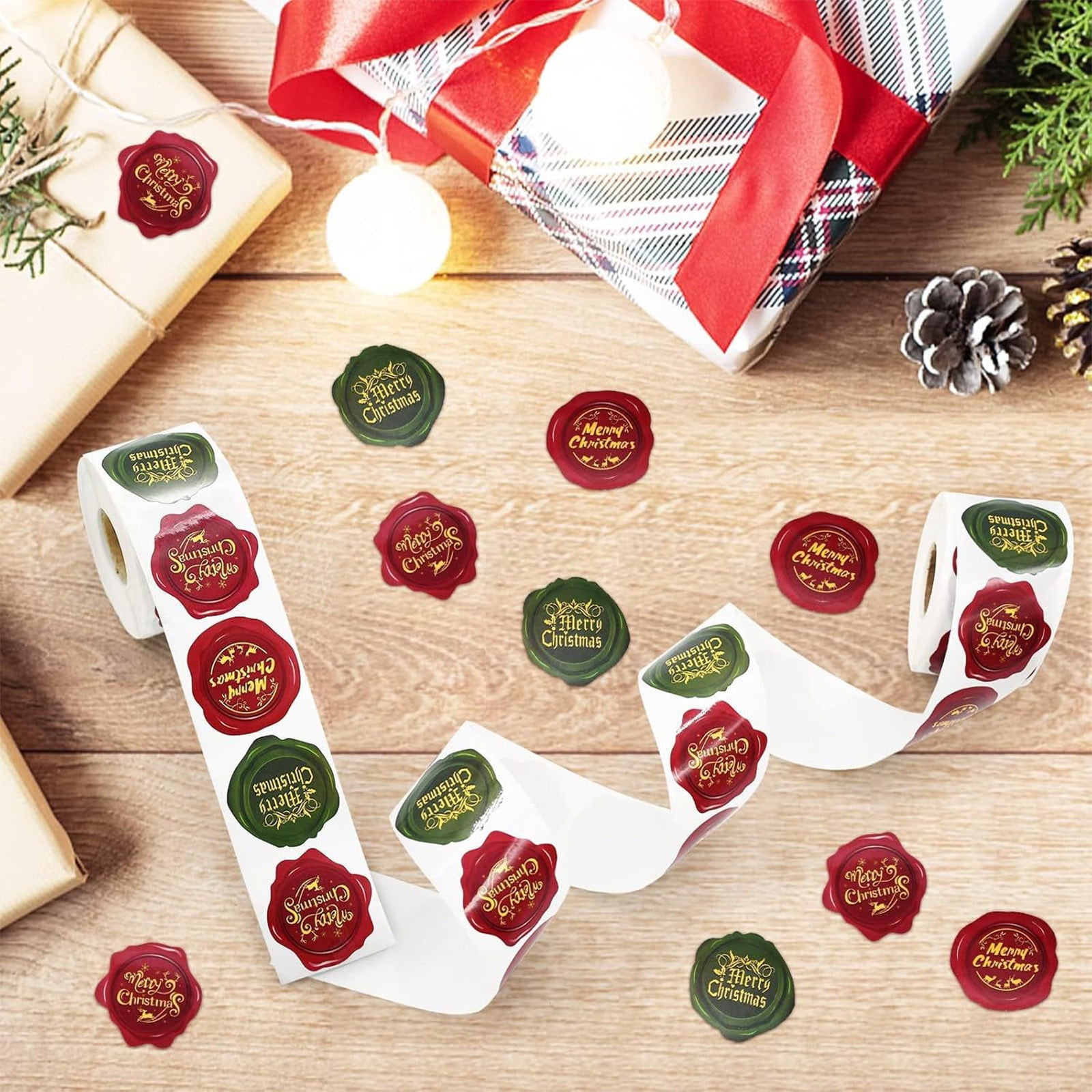 Uuiauoio Vintage Christmas Postmark Gift Label Sticker Roll | 500-Piece ...