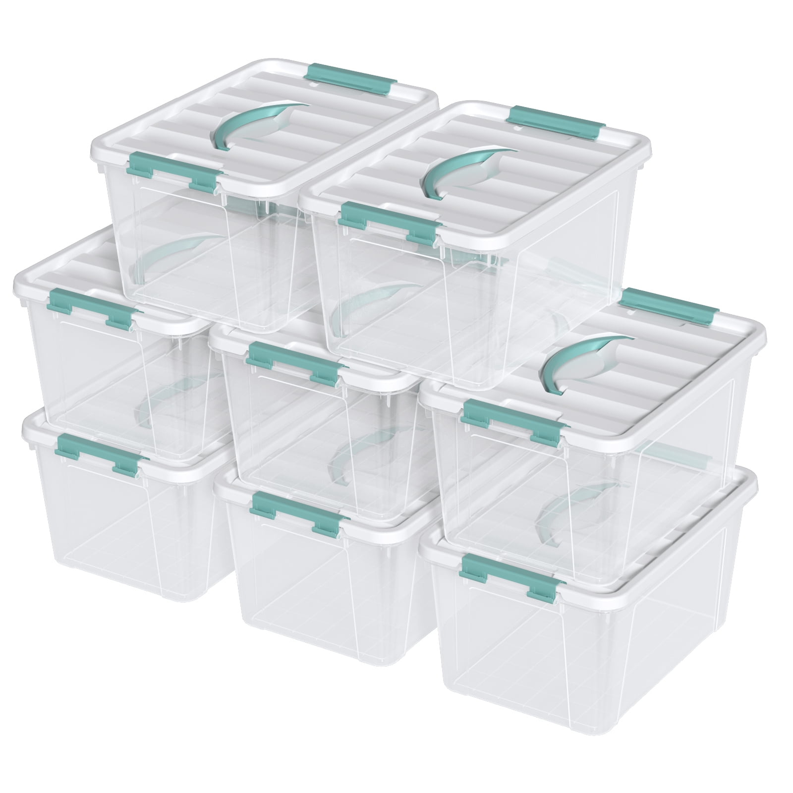 Uumitty 14 Quart Stackable Storage Bin with Latching Lid, Plastic ...