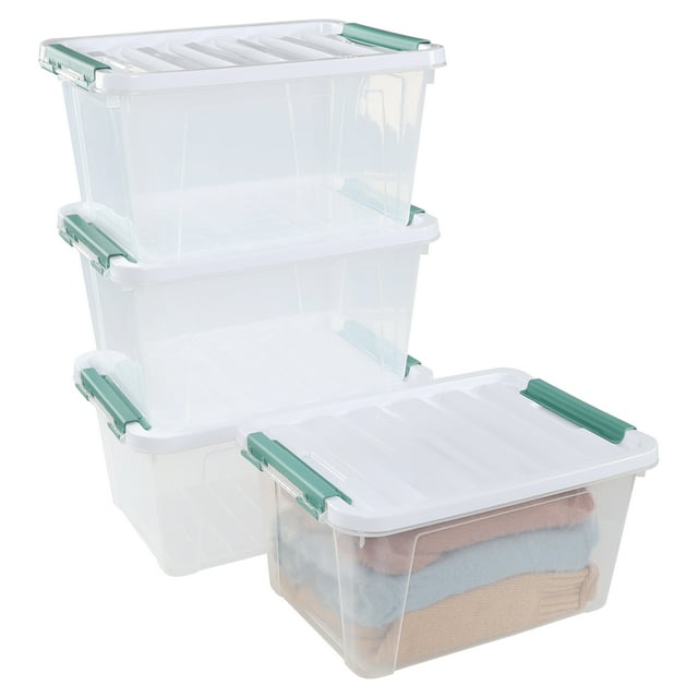 Uumitty 20 Quart Clear Storage Bins, Stackable Plastic Storage Latches ...