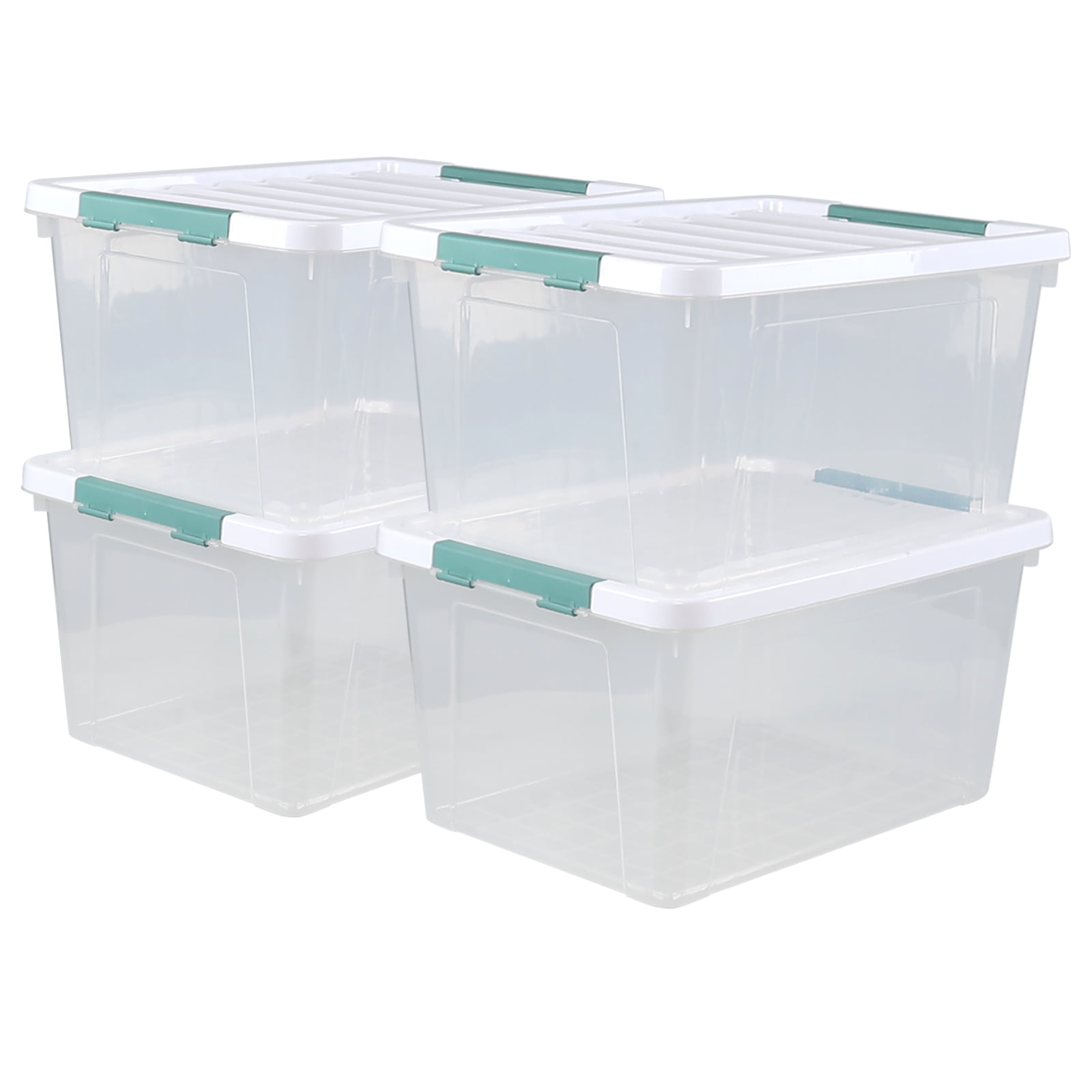 Uumitty 4-Pack 35 Quart Large Plastic Storage Boxes, Clear Storage ...