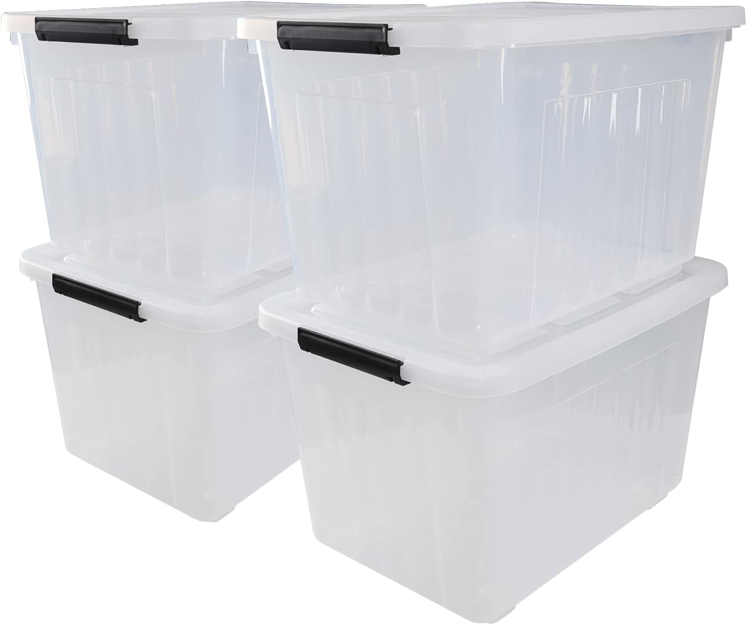 Uumitty 4-Pack 50 Quart Plastic Storage Bin Box Organizing Container ...