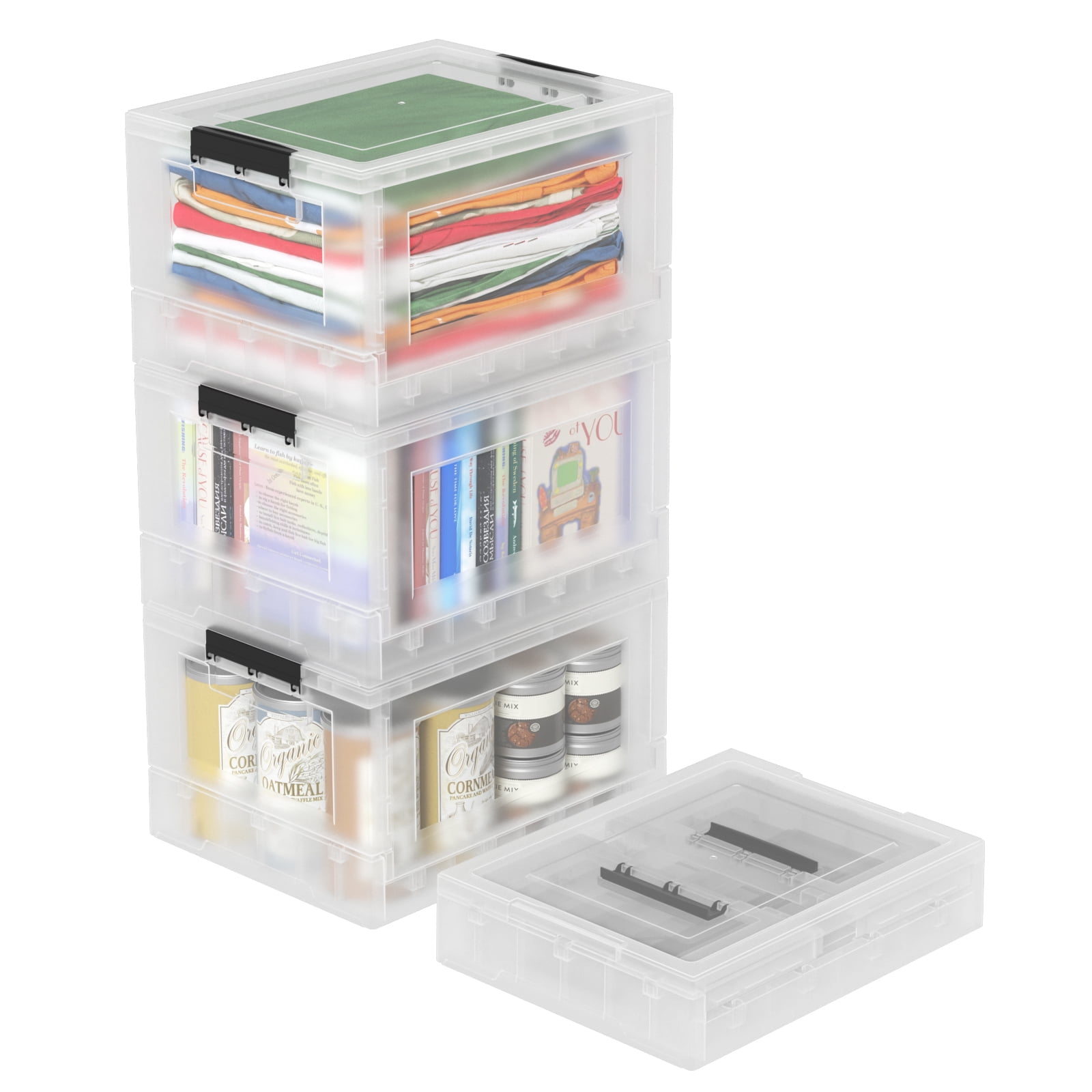 Uumitty 4 Pack Plastic Collapsible Clear Organizer for SUV, Groceries ...