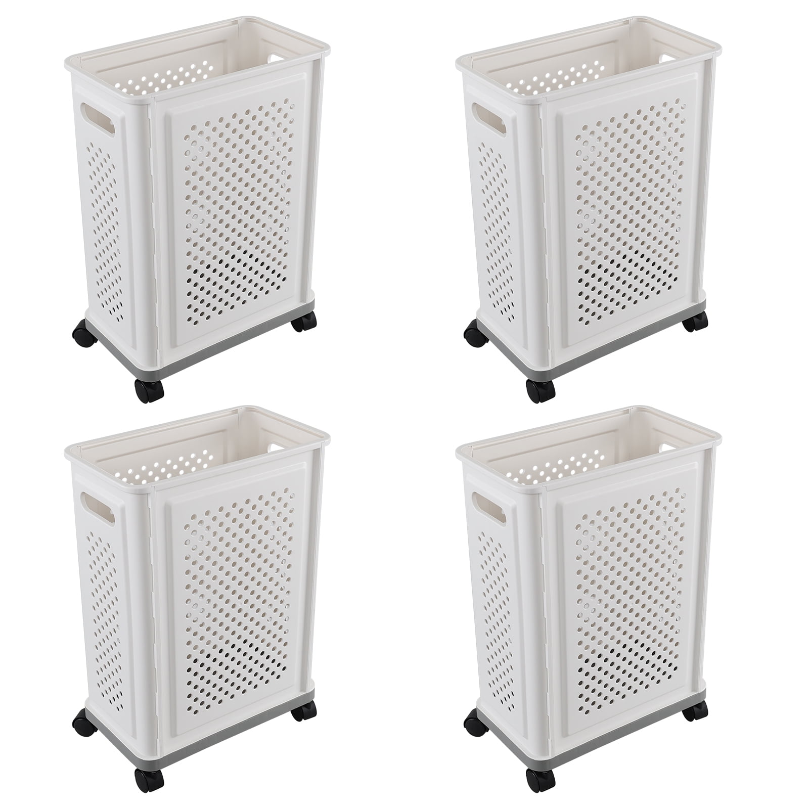 Uumitty Plastic Slim Laundry Basket with Wheel, Rolling Laundry Basket ...