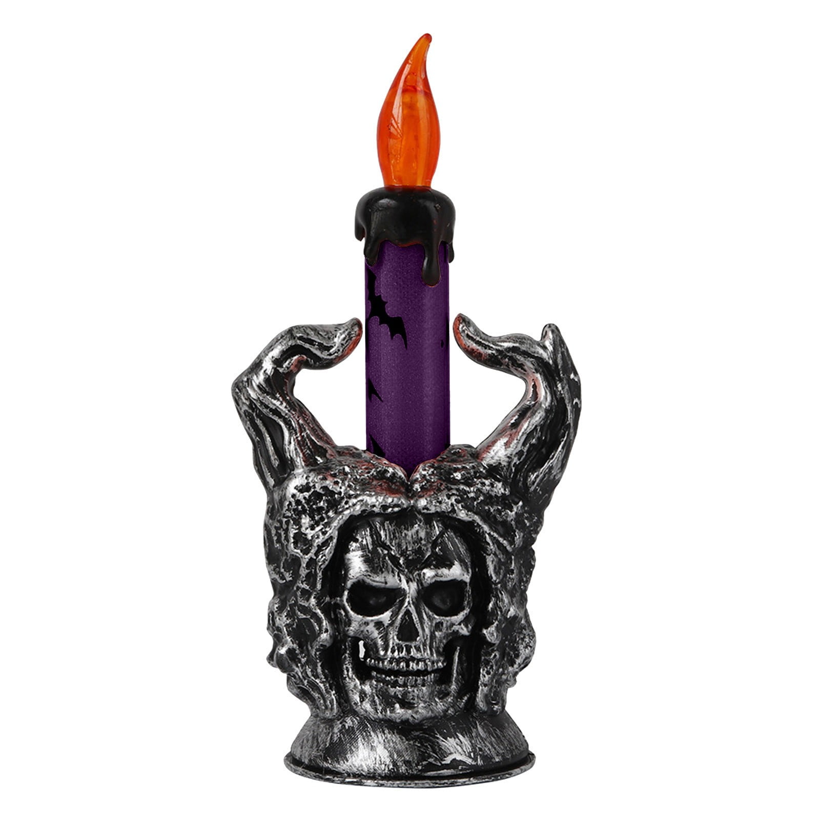 Uuowzo Flameless Single LED Moving Flame Small Skeleton Skull Figural ...