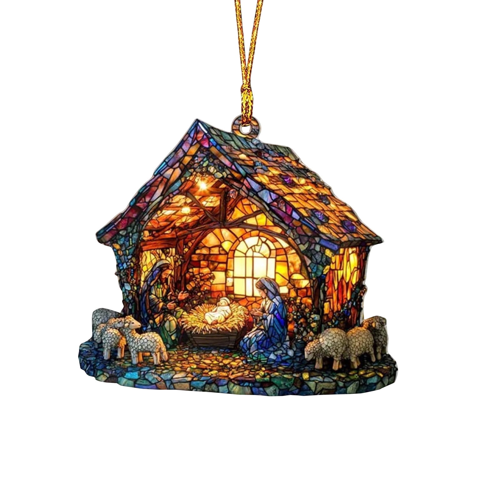 Uuowzo Nativity Scene Suncatcher Stained Window Hanging-Suncatcher for ...