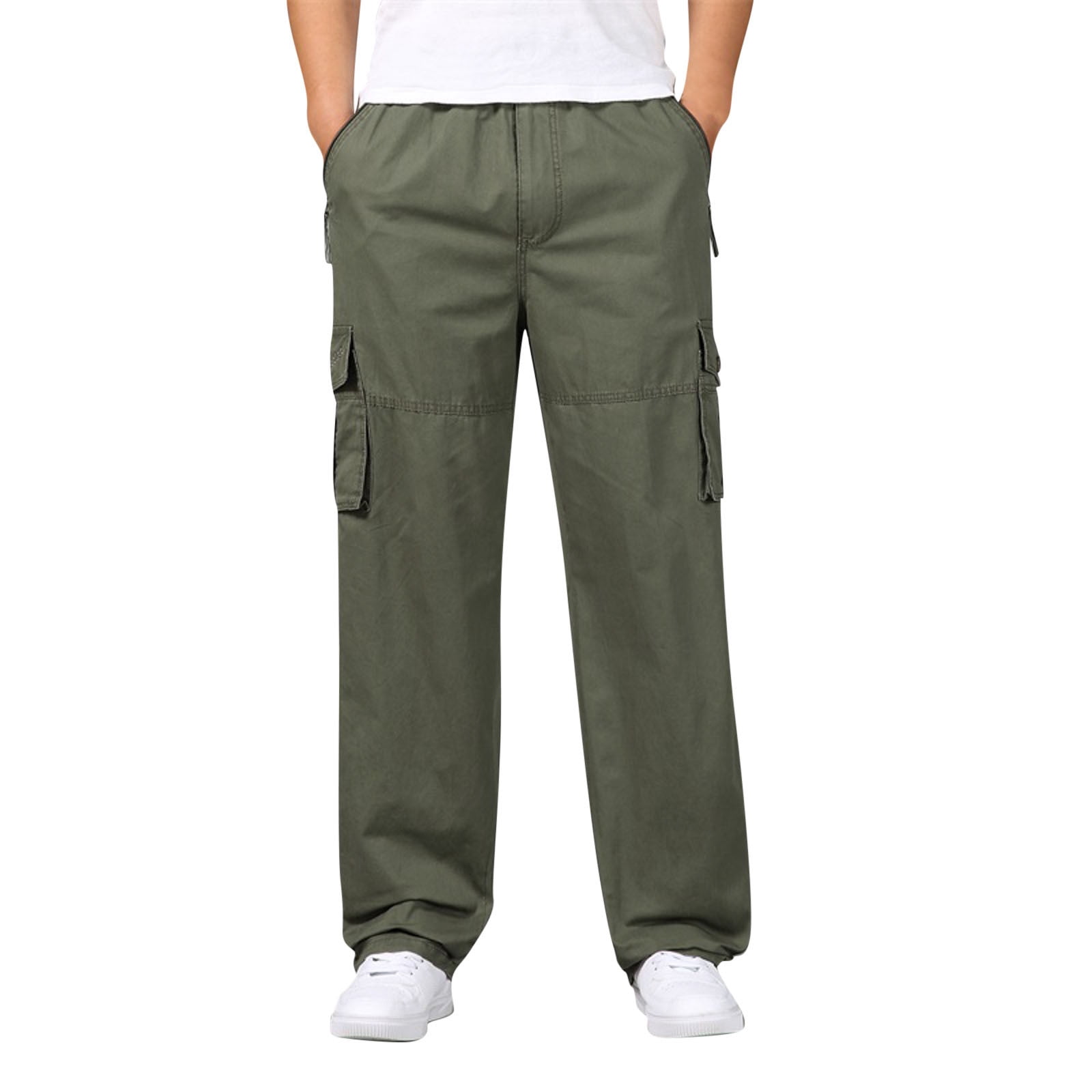 Uuszgmr Cargo Pants For Mens Male Cotton Plus Size Pocket Solid Waist ...