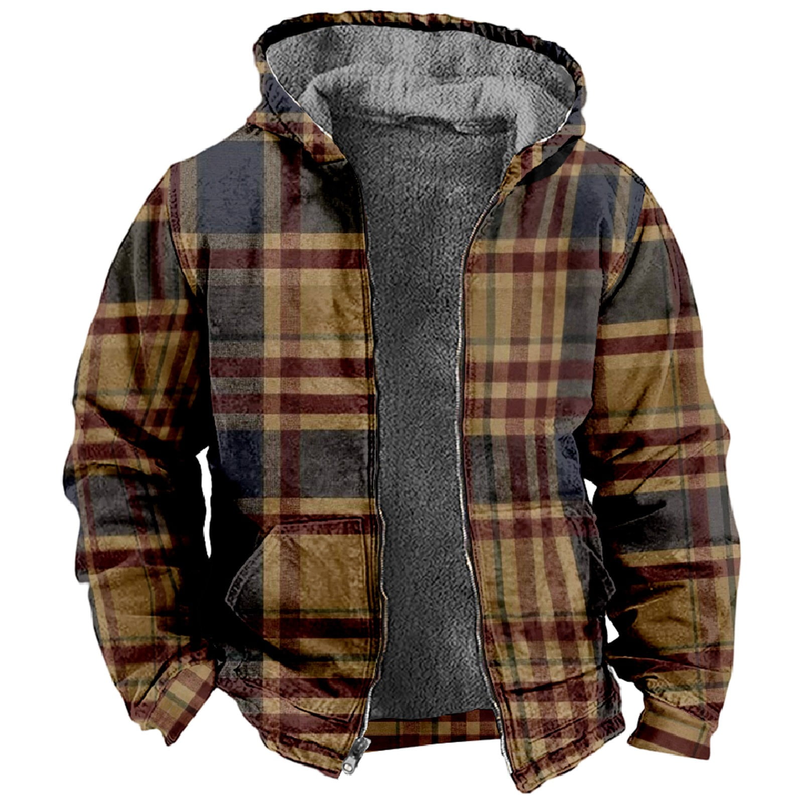 Uuszgmr Coats For Mans Male Solid Color Simple Plus Velvet Thick Coat ...