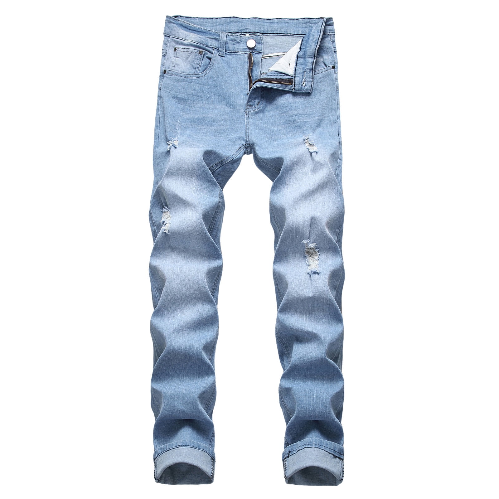 Uuszgmr Jeans For Men Solid Color Distressed Stretch Pants Oversized ...